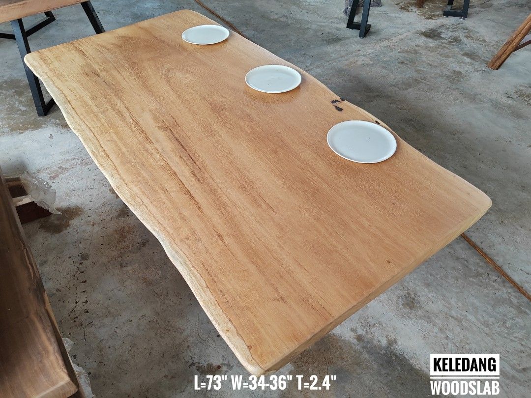 6-8 seater 6ft Dining Table Meja Makan Keledang Solid Woodslab ...