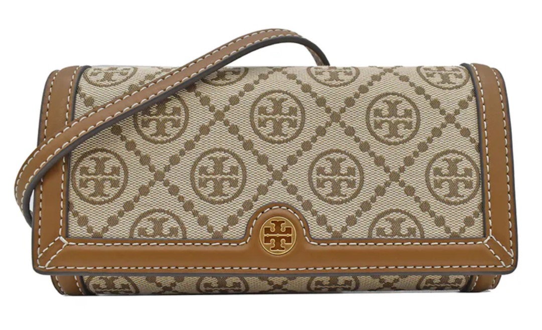 現貨 TORY BURCH T MONOGRAM 帆布WOC 單肩包 斜背包 皮夾, 名牌精品, 精品包與皮夾在旋轉拍賣