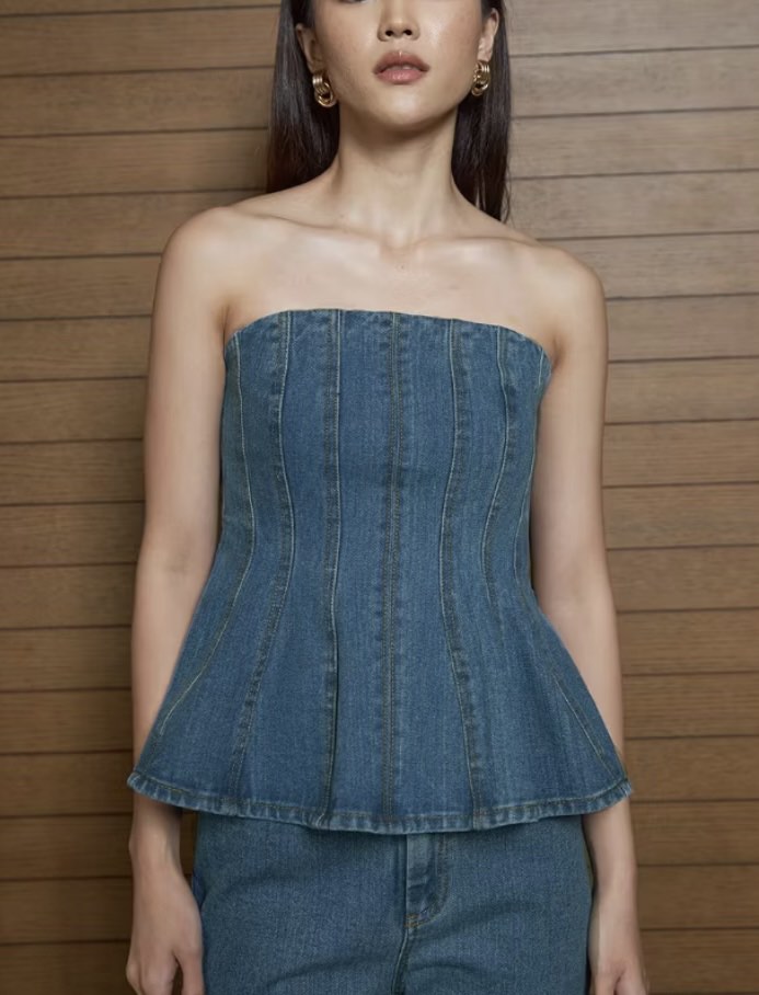 Alena top - Claude, Fesyen Wanita, Pakaian Wanita, Atasan di Carousell