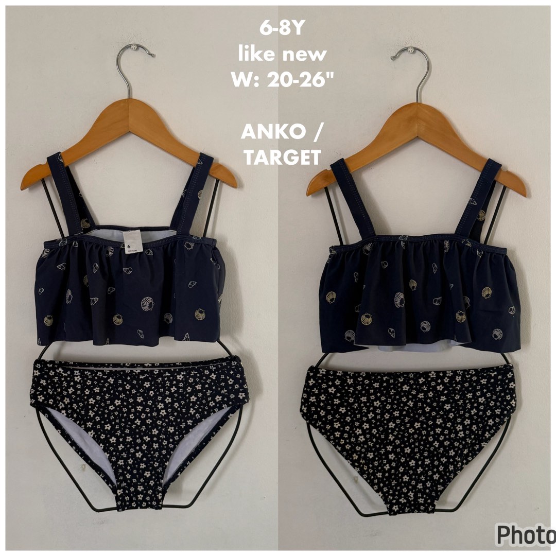 ANKO / TARGET NAVY BLUE DAINTY FLORAL & SHELL PRINT TWO PIECE SWIMSUIT, Babies & Kids, Babies ...