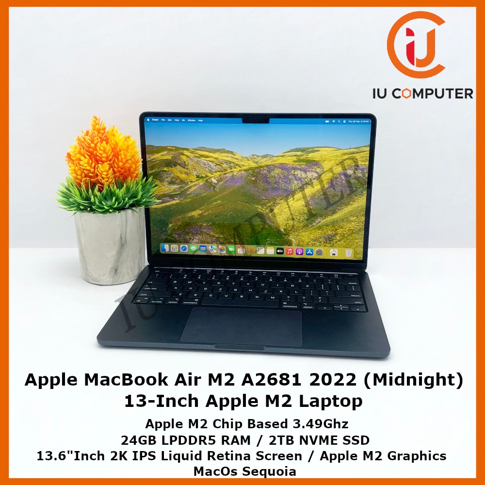 APPLE MACBOOK AIR M2 2022 A2681 (MIDNIGHT) 13.6-INCH 24GB LPDDR5 2TB ...