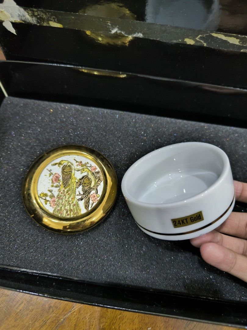 Art of Chokin Trinket Box Bird Peacock 24k Gold Edged Japan, Hobbies ...
