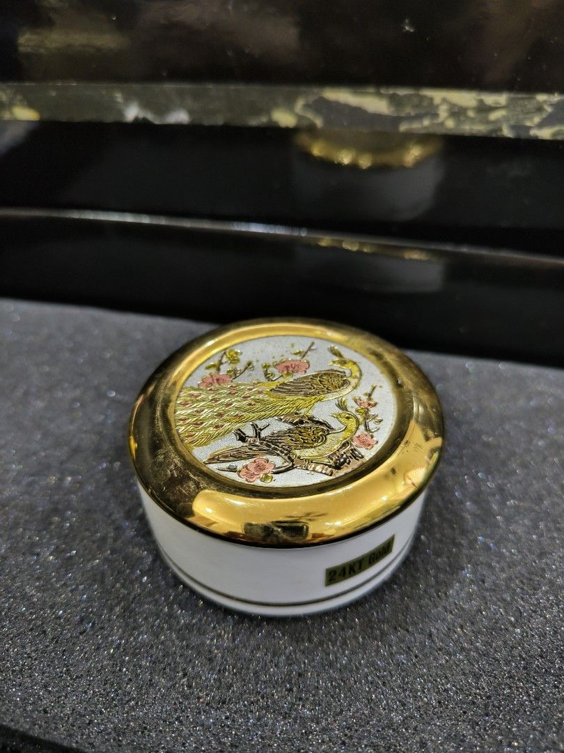 Art of Chokin Trinket Box Bird Peacock 24k Gold Edged Japan, Hobbies ...