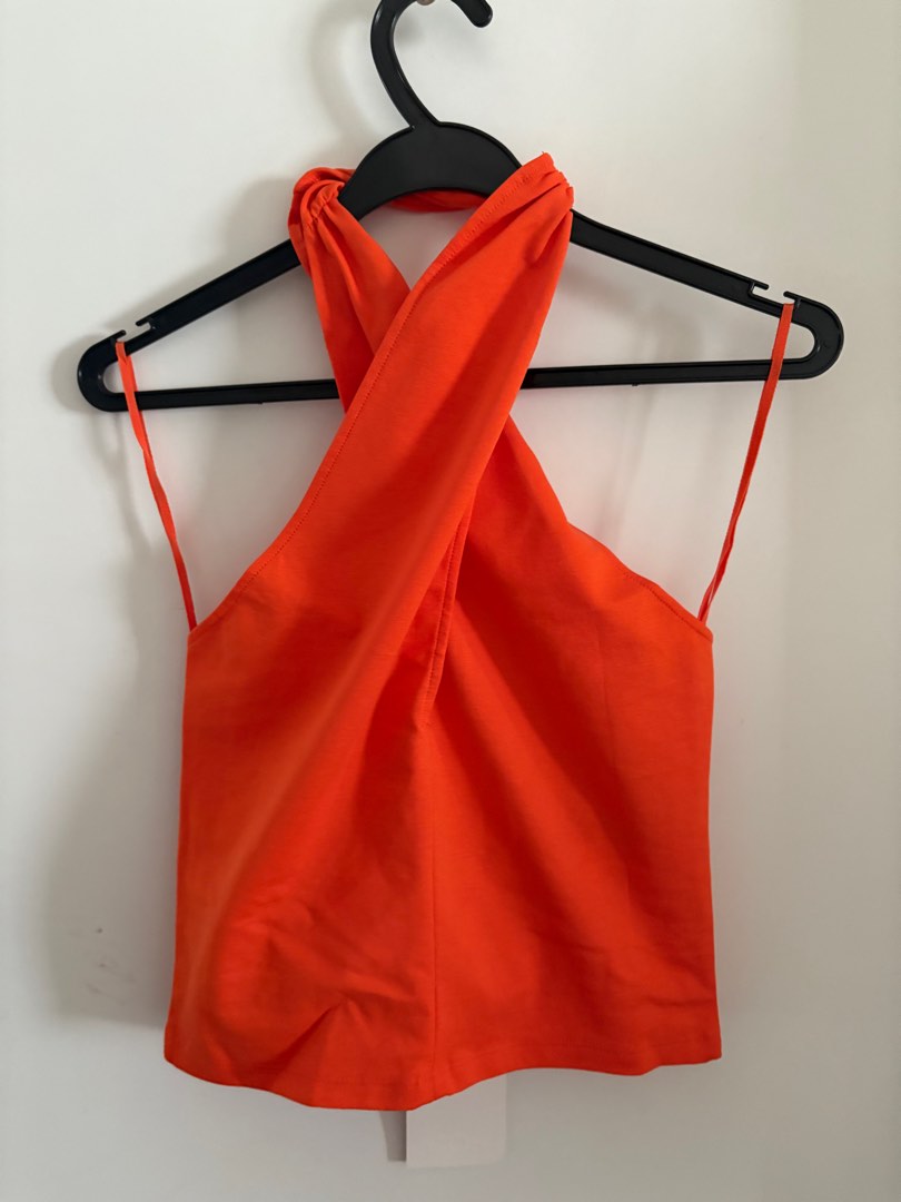 Bnwt COS Halterneck Vermillion Orange Top, Women's Fashion, Tops ...