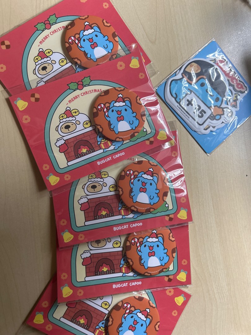 Bugcat capoo Christmas limited edition badges and stickers from Taiwan ...