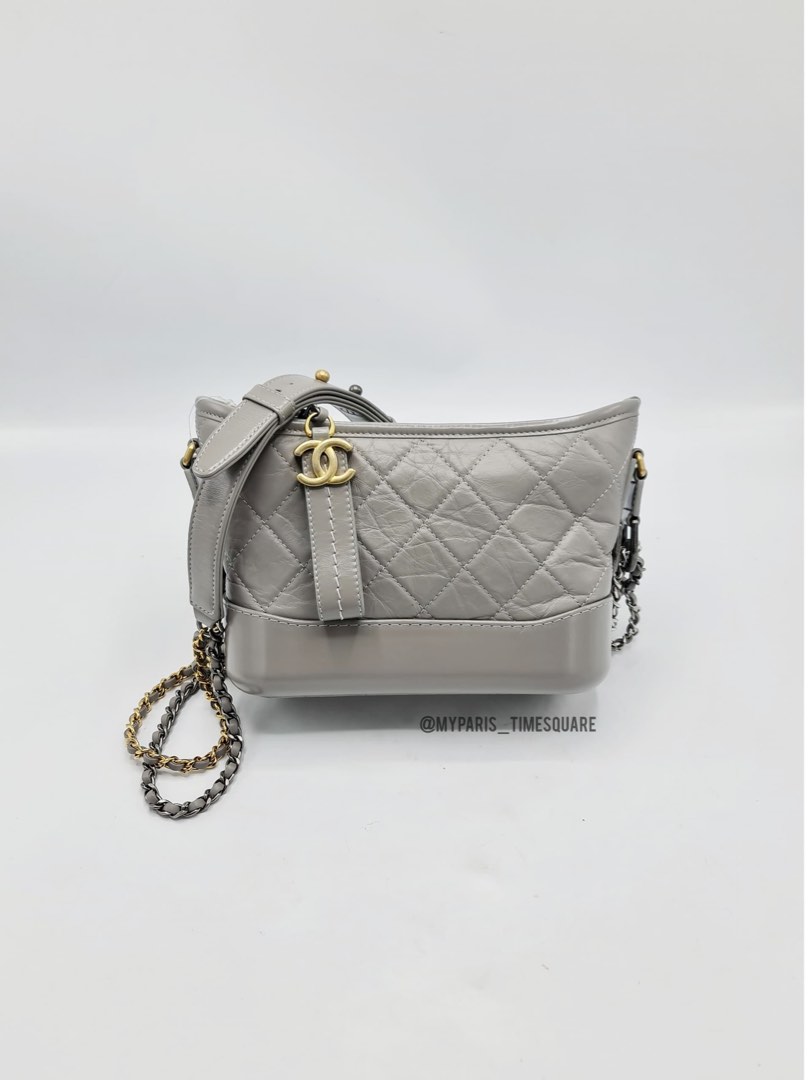 C hanel Grey Gabrielle Small Hobo Bag, Luxury, Bags & Wallets on Carousell