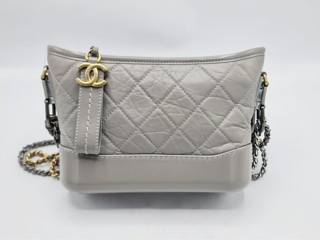 C hanel Grey Gabrielle Small Hobo Bag, Luxury, Bags & Wallets on Carousell