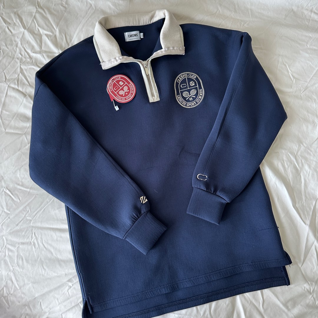 Cakenis Club X LZJ Valiant Badge Top in Navy, Women's Fashion, Coats ...