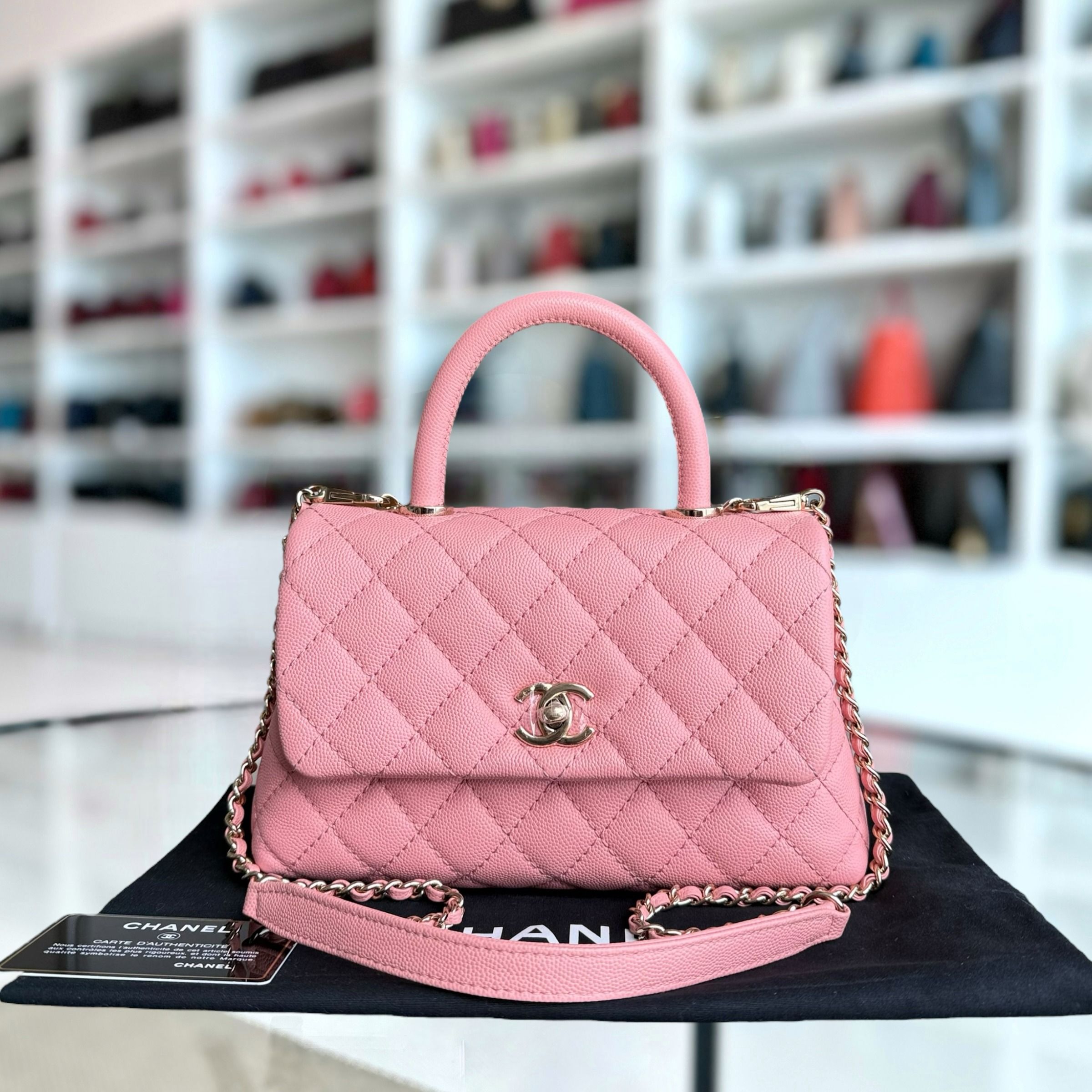Chanel Coco Handle Small - Caviar Quilted Pink Gold Hardware Series 27 ...