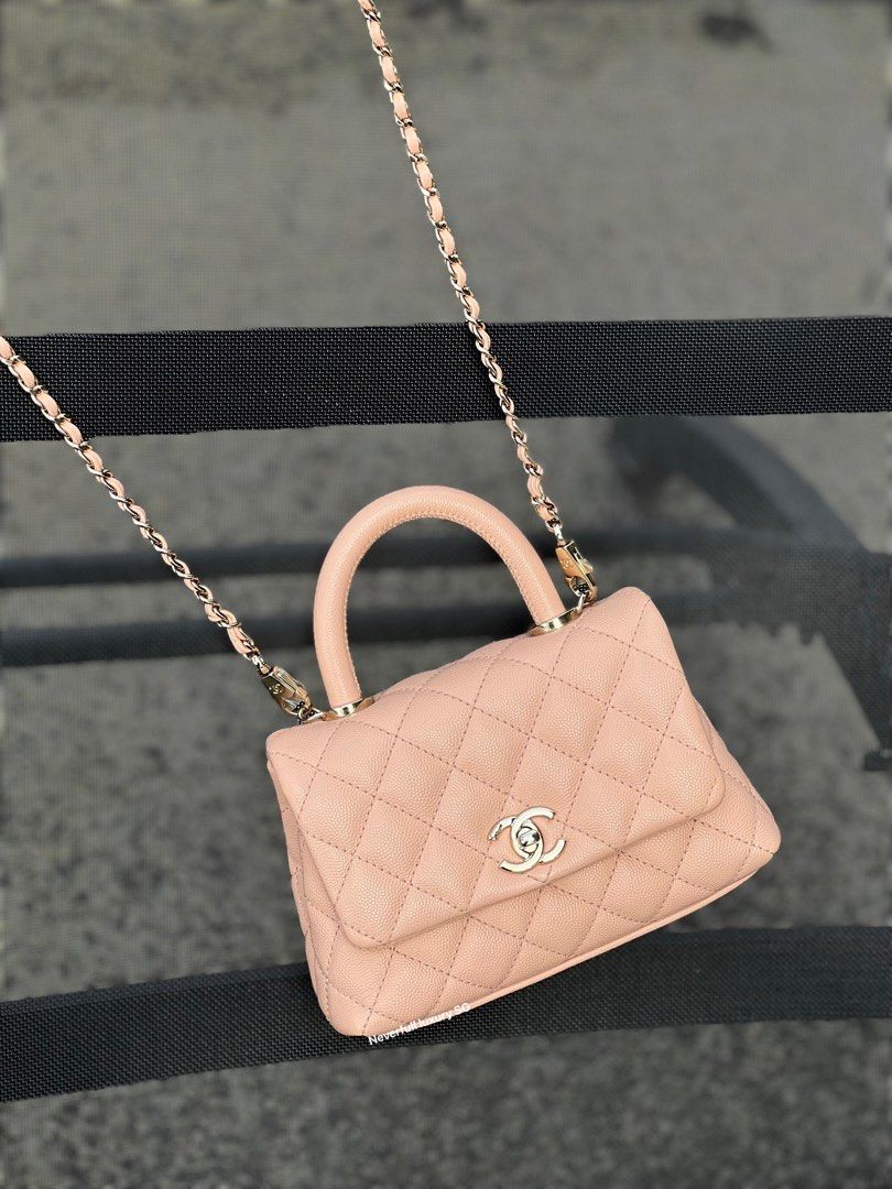 Chanel Mini Coco Top Handle 21P Peachy Beige Caviar GHW, Luxury, Bags ...