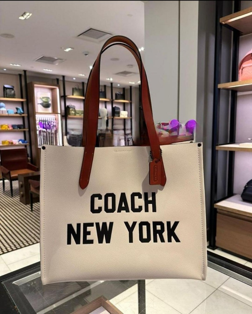 Coach CH765 Relay Tote Bag in Chalk Polished Pebble and Vegetable-tanned Leather with Coach ...
