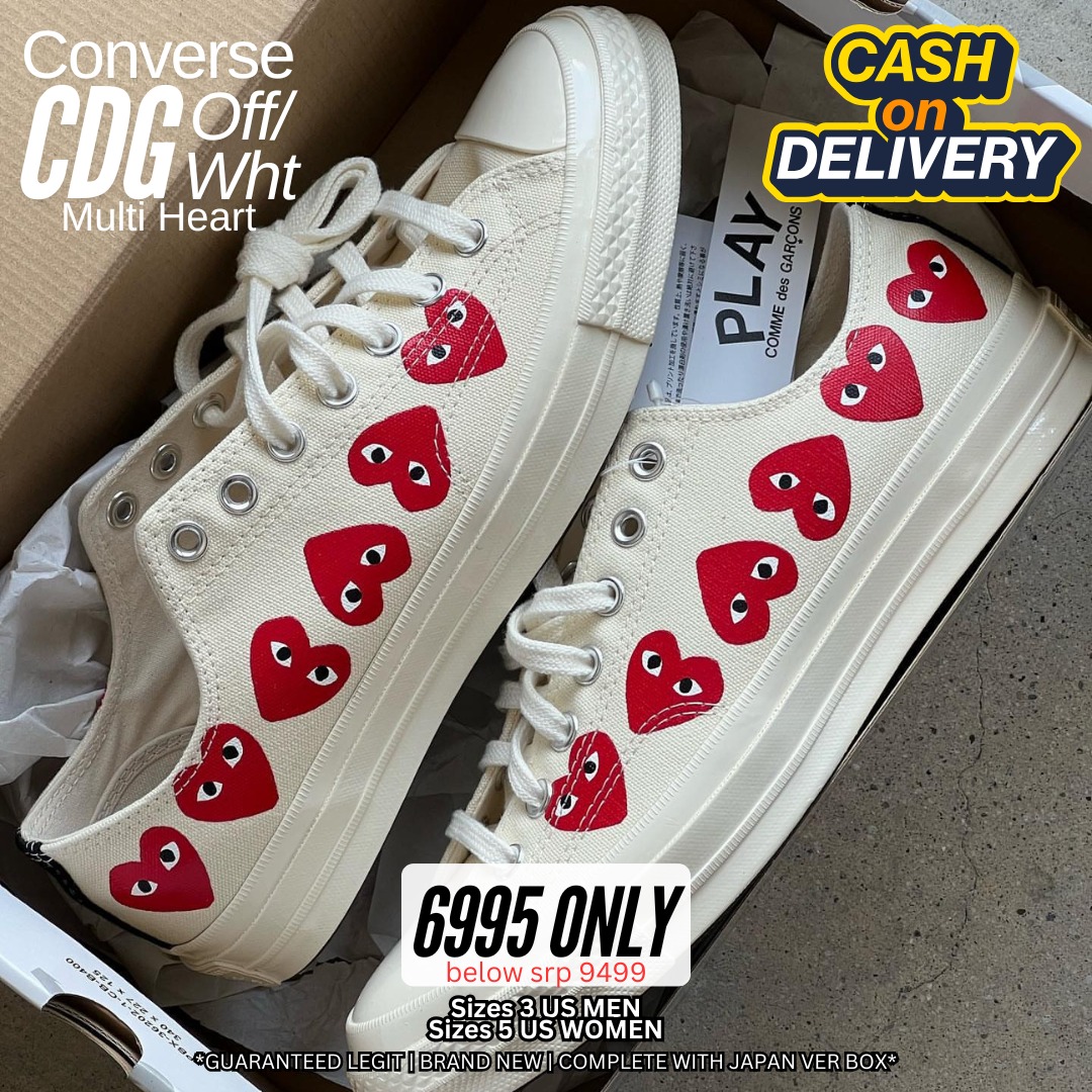 Converse x CDG Comme des Garcons White Low Multihearts Red, Men's ...