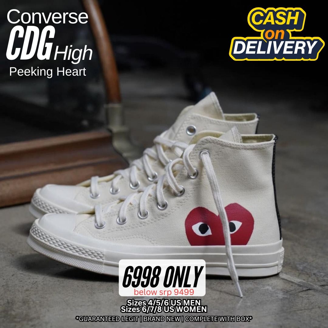 Converse x CDG Comme des Garcons White High Peeking Heart, Men's ...