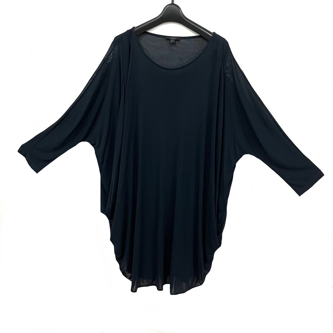 COS Elegant Acitate Polyamide Blue Sheer Cocoon Wide Dress, Women's ...