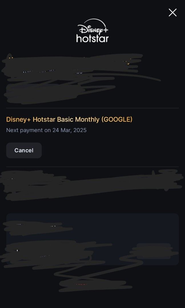 DISNEY+ HOTSTAR BASIC PLAN SUBSCRIPTION ( 1 MONTH: 24/02/2025 - 23/03 ...