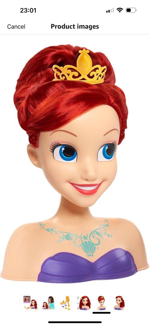 Disney Princess Ariel Styling Head, Red Hair, 10 Piece Pretend Play Set ...