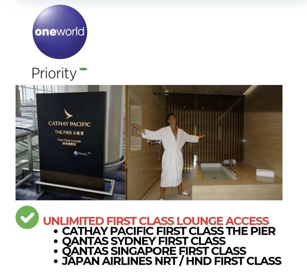 First Class Airline Lounge Pass VIP OneWorld Emerald 4 Months Validity Card Hong Kong Airport ...
