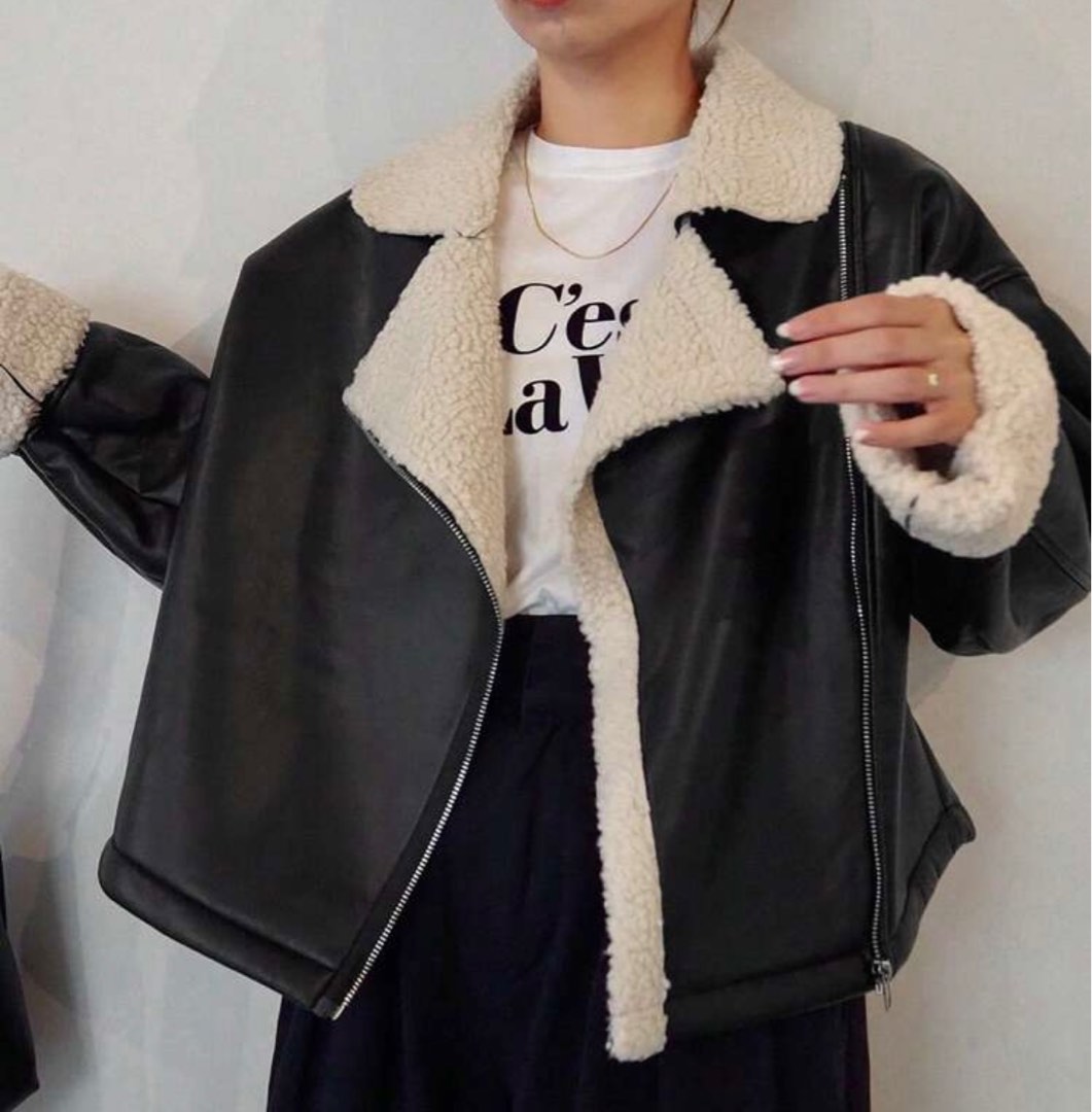 Furr Black leather winter jacket, Women's Fashion, Coats, Jackets and ...