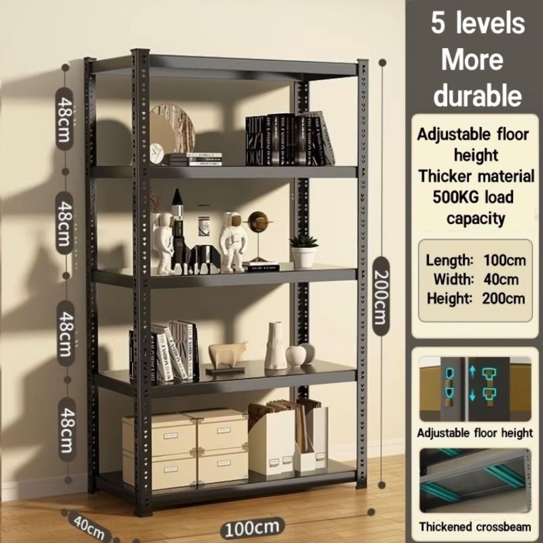 Heavy Duty 5 Tier Storage Rack | Adjustable Height Metal Shelf With ...