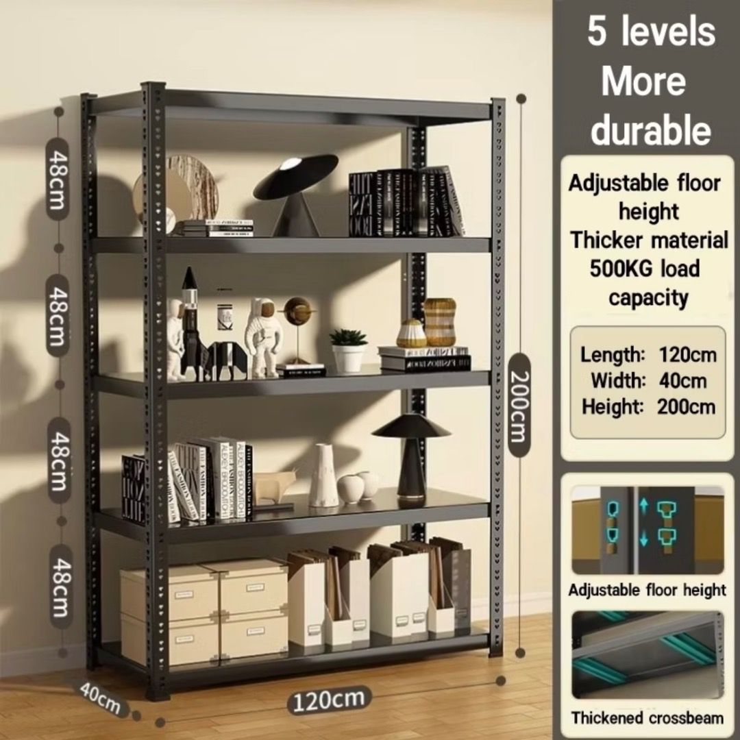 Heavy Duty 5 Tier Storage Rack | Adjustable Height Metal Shelf With ...
