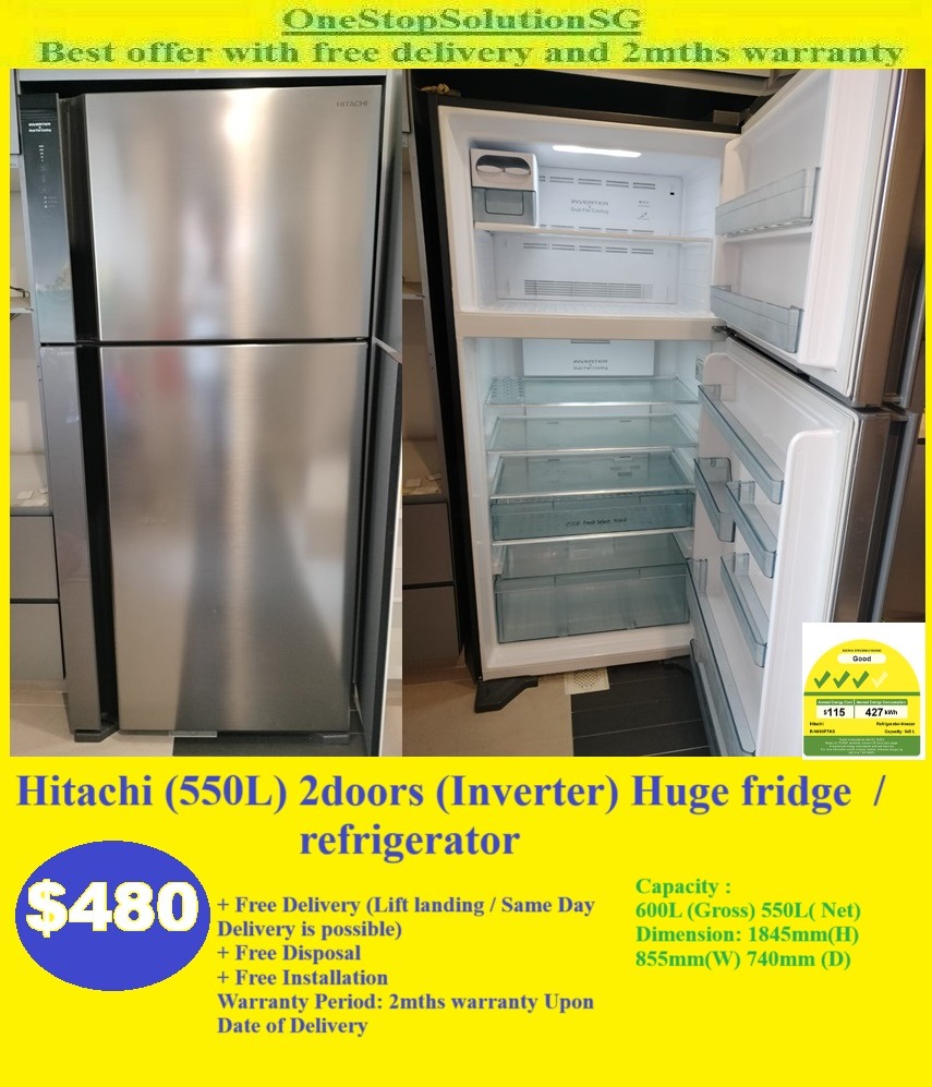 Hitachi (550L) 2doors (Inverter) Huge refrigerator / fridge ($480 ...