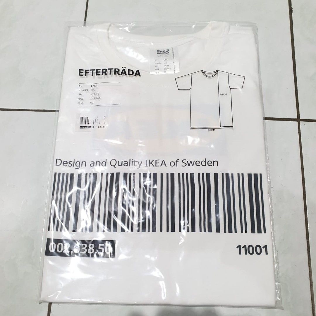 IKEA Barcode Eftertrada T Shirt Men Large White Round Neck Short Sleeve ...
