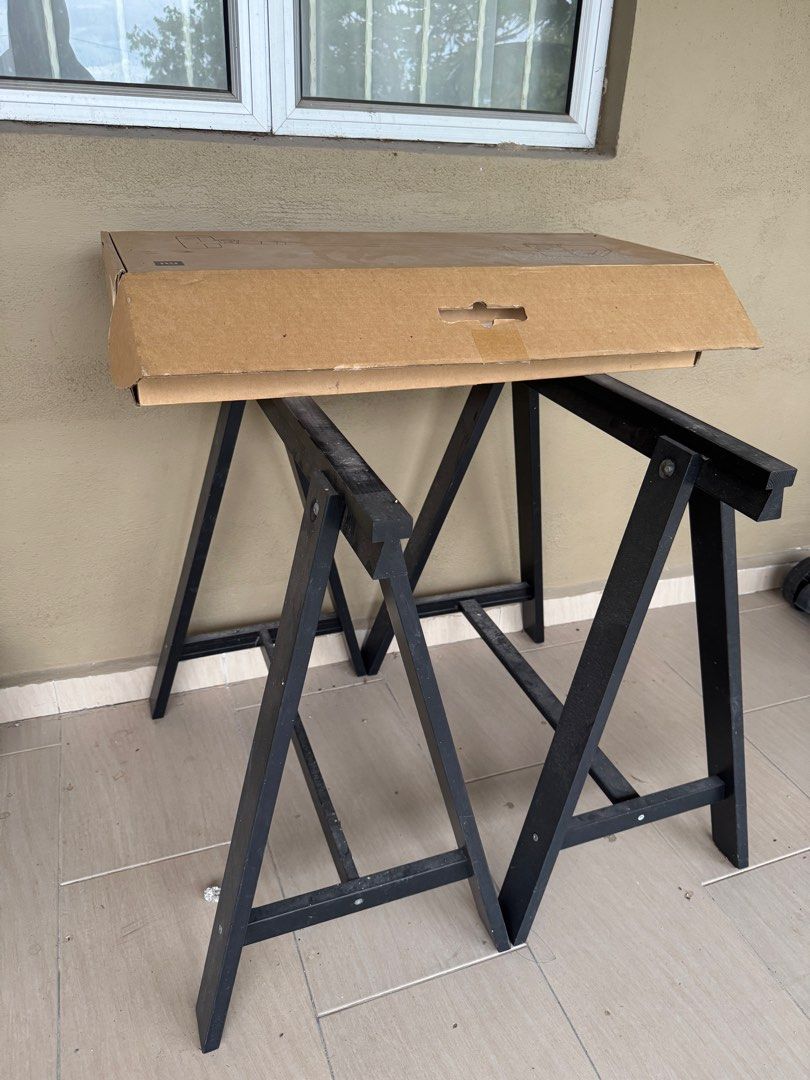 Ikea Black Table Leg Trestle, Furniture & Home Living, Furniture ...