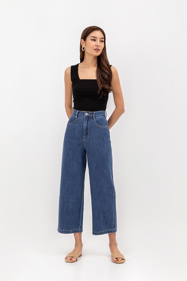 LAB Damaris Wide Leg Jeans (Dark Wash), Women's Fashion, Bottoms, Jeans ...