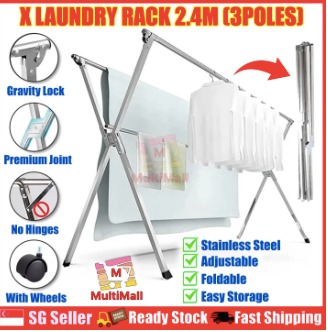 Laundry Rack Slightly Dent Brand new X MODEL 2.4 M (WITH WHEELS ...
