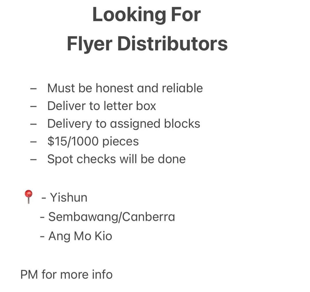 Letterbox flyer distributor, Bulletin Board, Looking For on Carousell