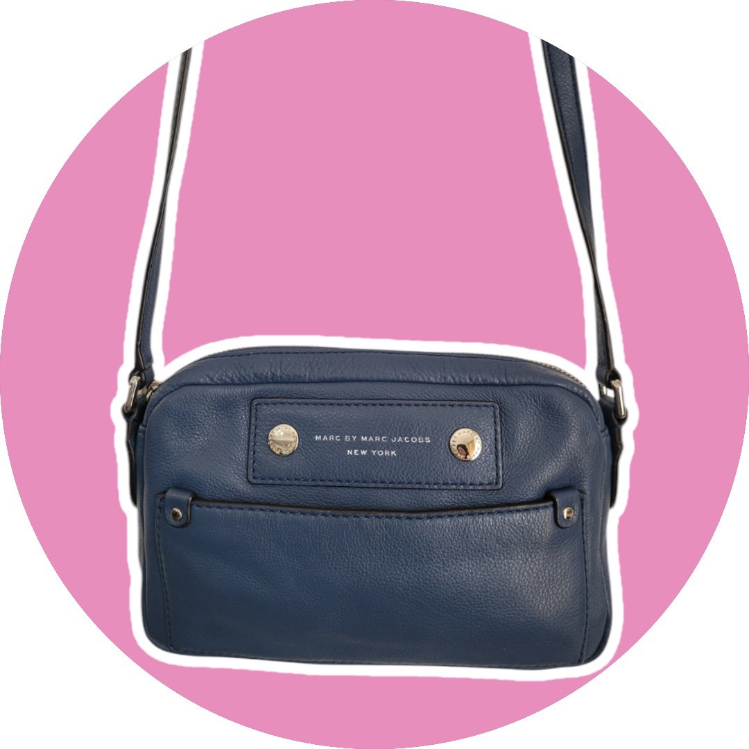 Marc by Marc Jacobs Deep Blue Preppy Camera Buffalo Leather Crossbody ...