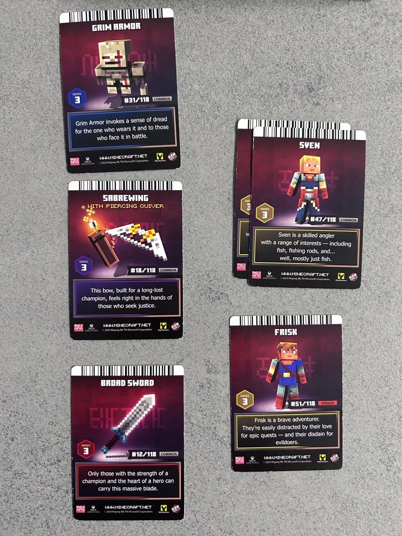 Minecraft Dungeons arcade series 3 cards range sabrewing grim armour ...