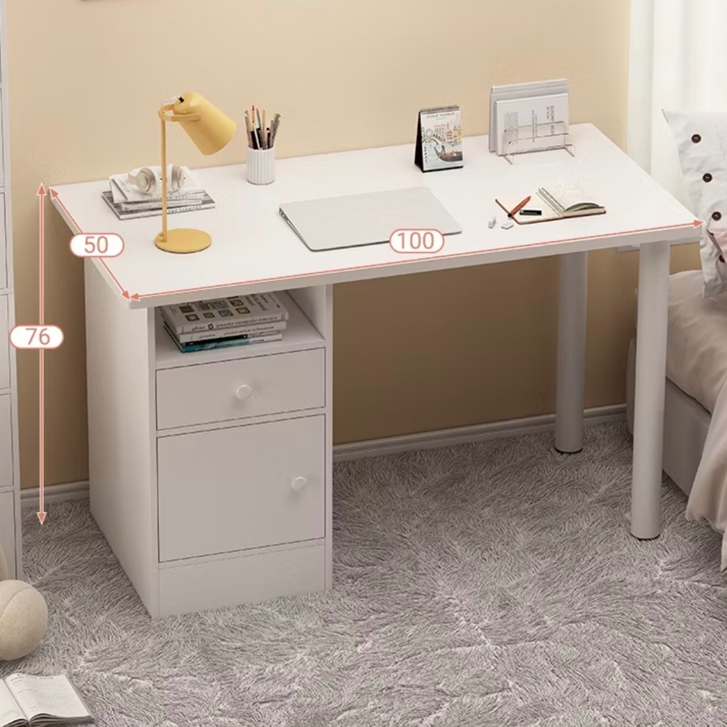 Modern White Study Desk With Drawers | Space Saving Home Office Table ...