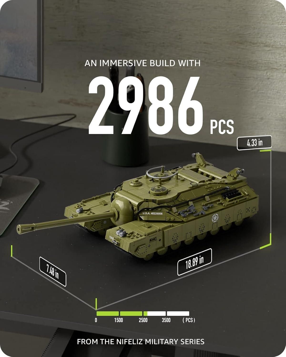 Nifeliz T28 Tank Clamping Blocks Model for Adults, 2986 Pieces WW2 ...