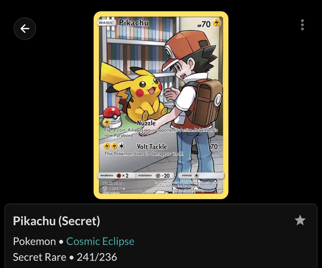 Pikachu secret from Pokemon cosmic eclipse sun & moon, Hobbies & Toys ...