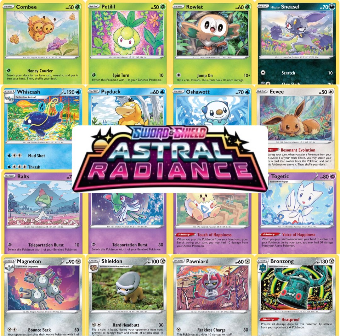 Pokemon Astral Radiance complete common/ uncommon set of 87 cards ...