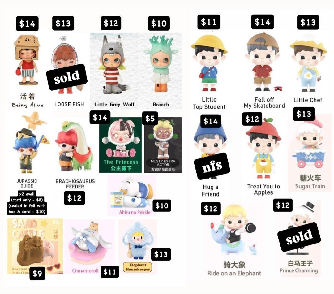 POPMART Hirono/ Hacipupu/ Zsiga/ Dimoo/ Skullpanda/ Sanrio/ Sweet Bean ...