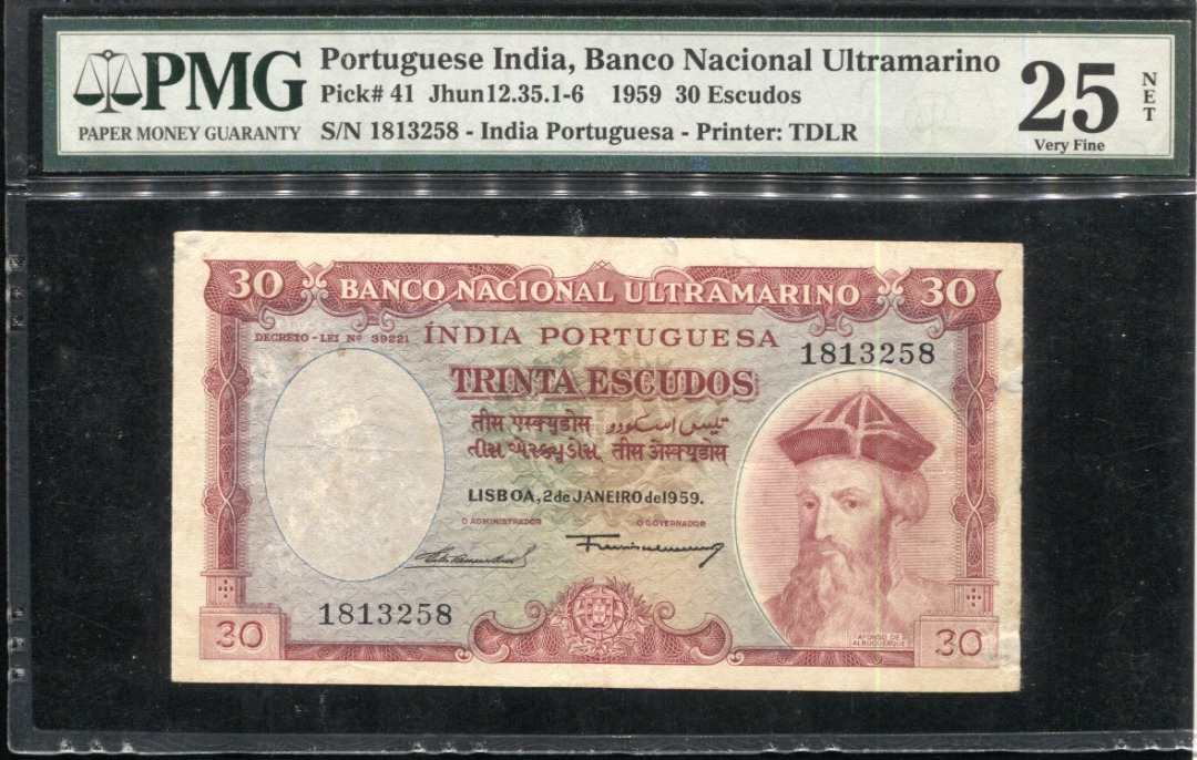 PORTUGUESE INDIA 1959 30 ESCUDOS PMG 25NET, Hobbies & Toys, Memorabilia ...