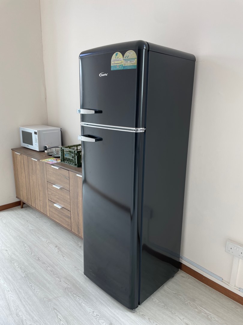 PowerPac 255L 2-Door Retro Fridge Mini Fridge (PPF260) Black, TV & Home ...