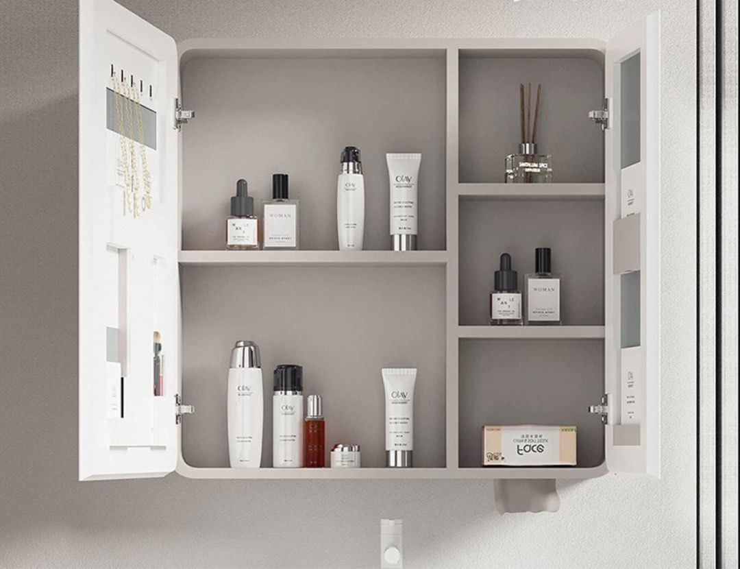Ready stock ! 80cm curve storage mirror / white storage mirror ...