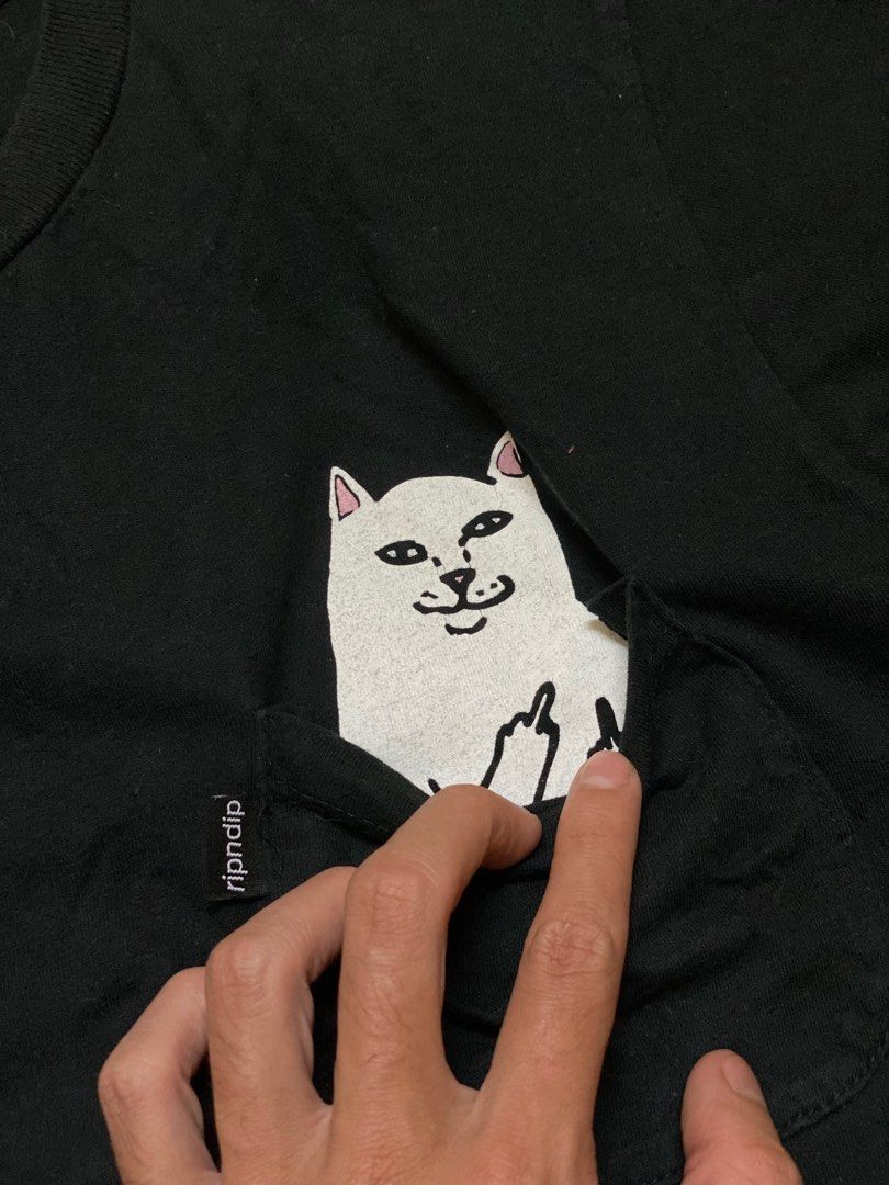 RIPNDIP CAT MIDDLE FINGER (S), Men's Fashion, Tops & Sets, Tshirts ...