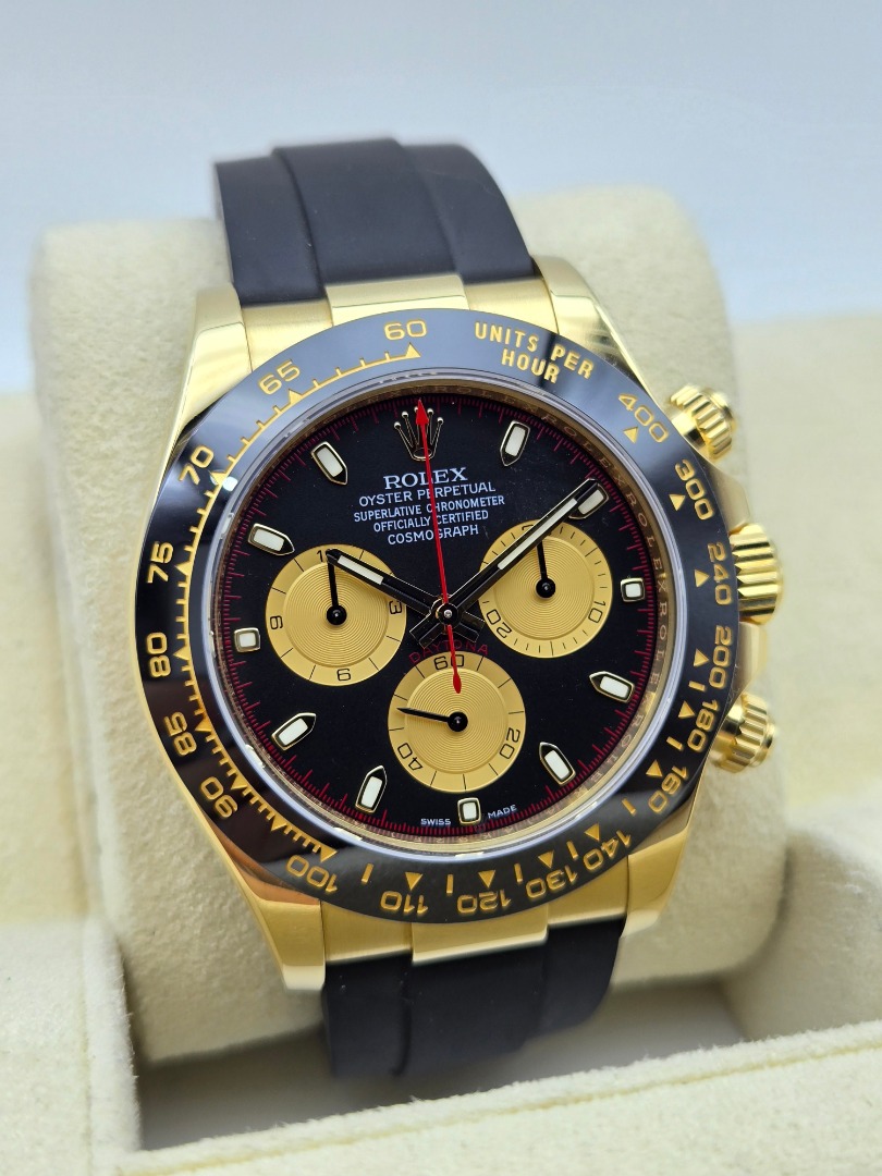 Rolex Daytona 116518LN Paul Newman Yellow Gold Oysterflex Panda Dial YG PN 116518 Chronograph ...