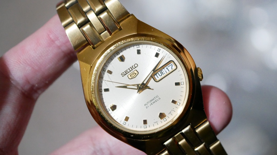 Seiko 5 Automatic Gold Plated 36mm 7s26-01t0, Men's Fashion, Watches ...