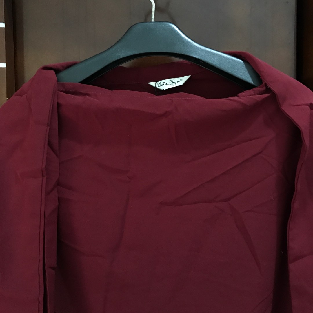 Sha Sya premium Abaya + khimar + niqab cadar maroon gamis cadar jumbo ...