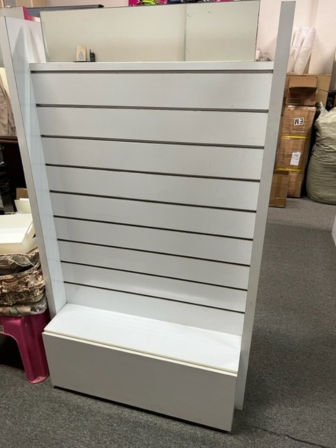 Slatwall Panel Display Island Cabinet With Bottom Drawers, Furniture ...