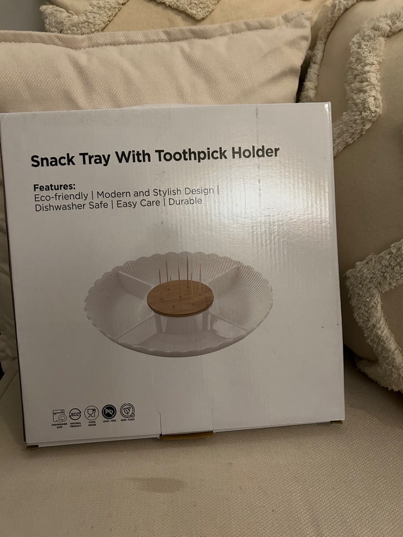 SSF Snack tray with tooth pick holder, Furniture & Home Living ...
