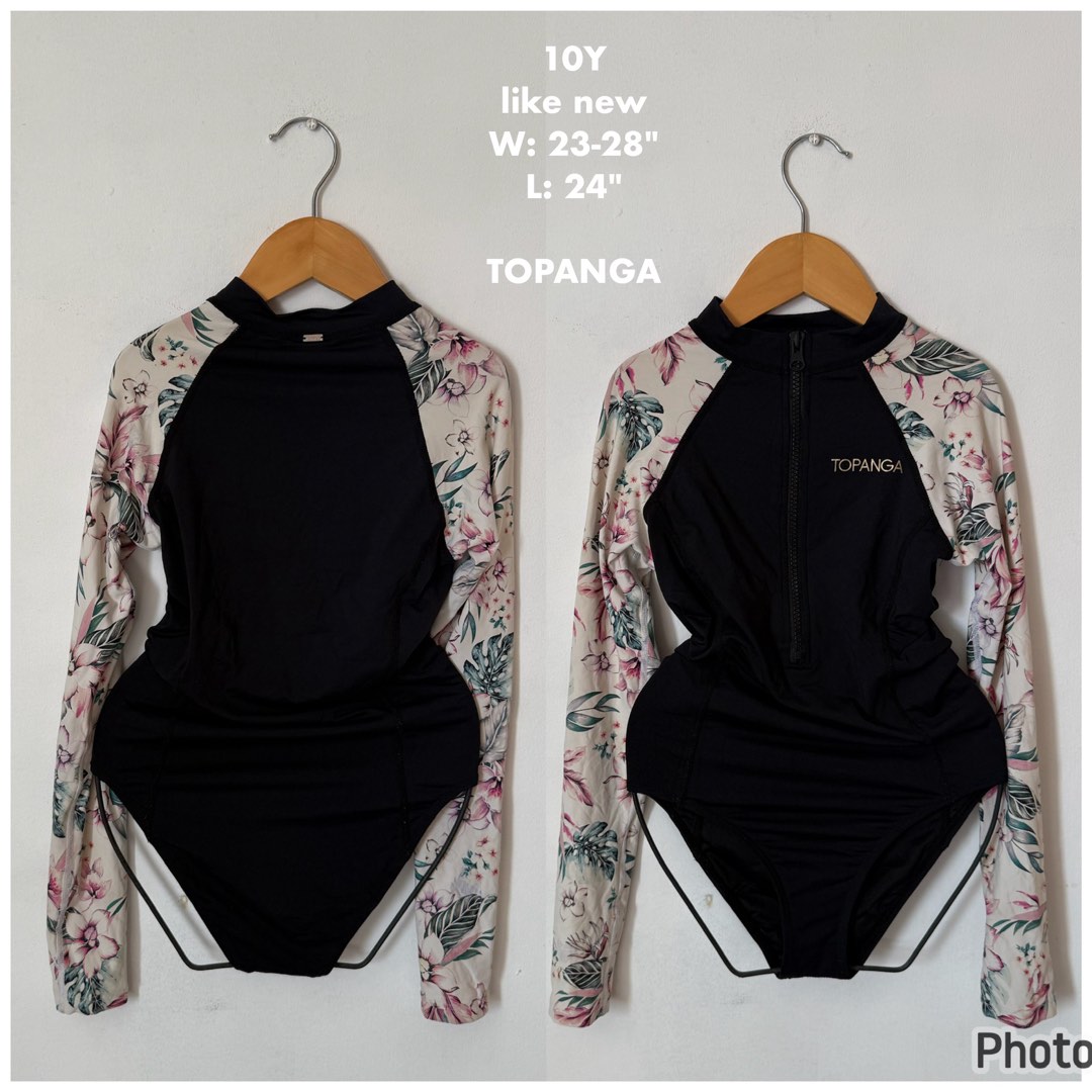 TOPANGA BLACK FLORAL ONE PIECE SWIMSUIT - RASHGUARD 10Y, Babies & Kids ...