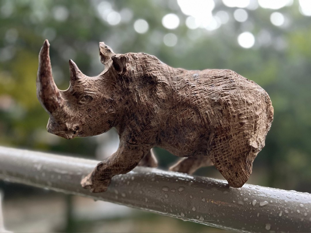 Ukiran kayu Badak Sumbu / Rhino, Furniture & Home Living, Home Decor ...