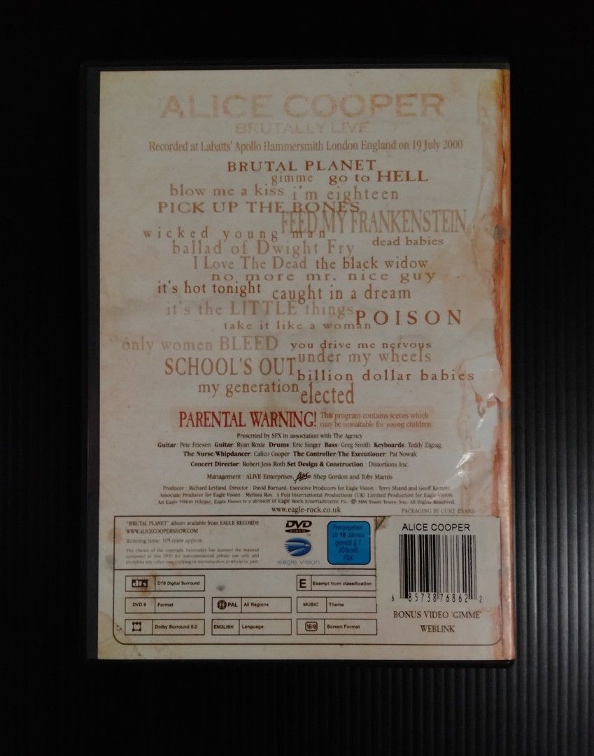USED ALICE COOPER DVD, Hobbies & Toys, Music & Media, CDs & DVDs on ...