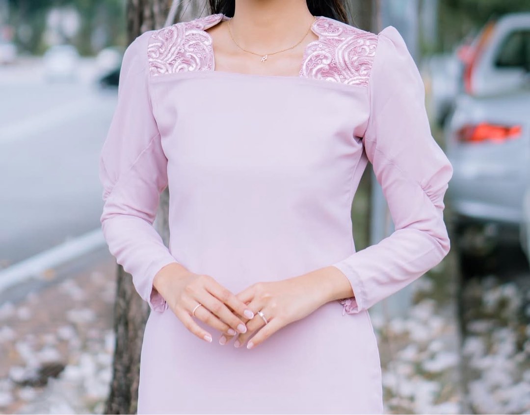 Wanzar Baju Kurung (Pink Belacan), Women's Fashion, Dresses & Sets ...